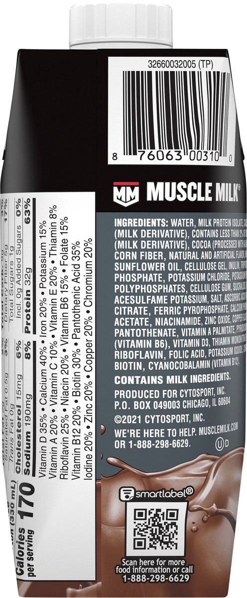 Muscle Milk Non-Dairy Protein Shake Knockout Chocolate Artificially Flavored 11 Fl Oz Carton 11 ...