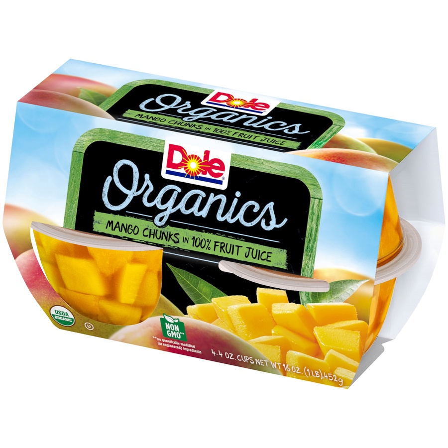 Dole Organics Mango Chunks In 100% Fruit Juice 4 ct; 4 oz | Shipt