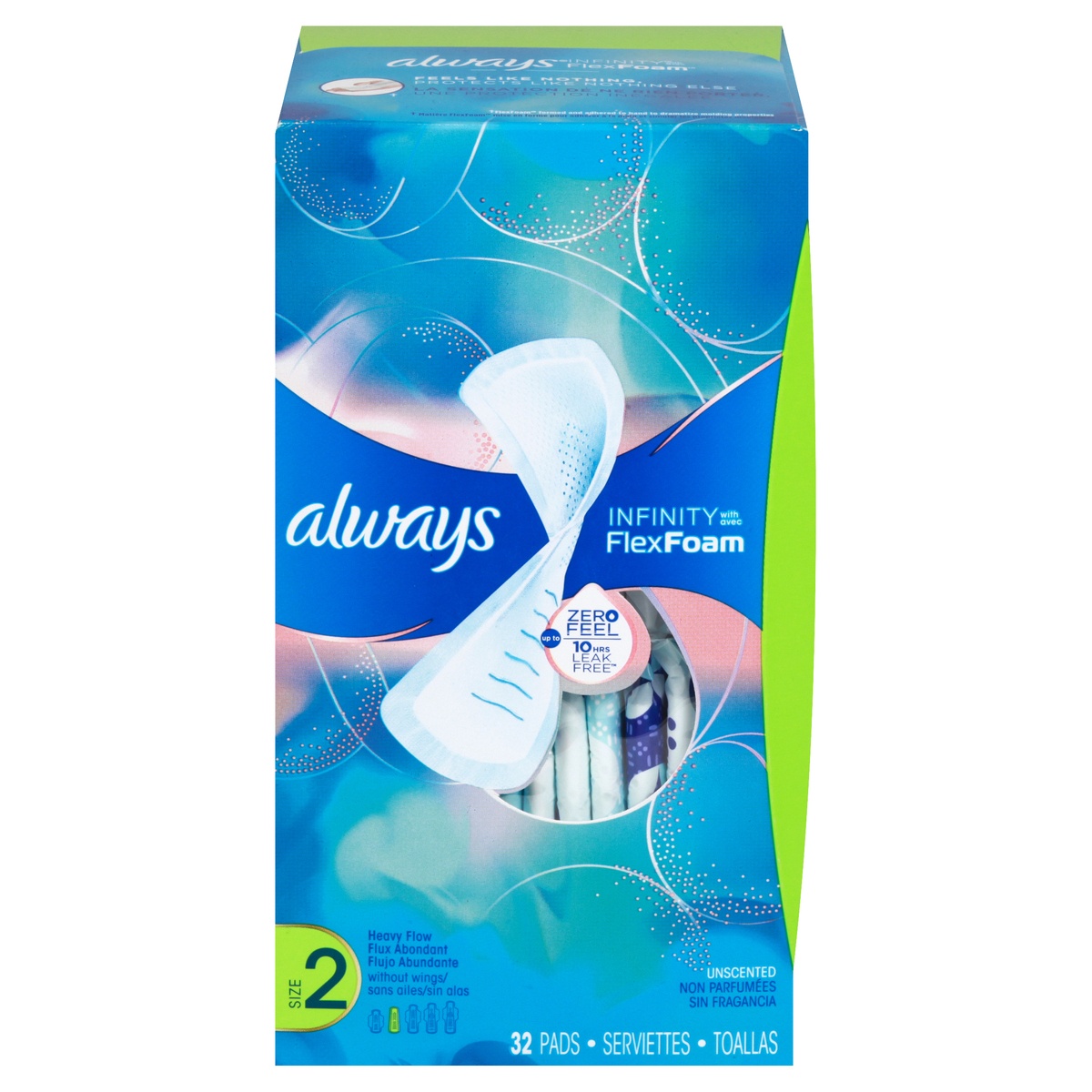Always Size 2 Unscented Heavy Flow FlexFoam Without Wings Unscented ...