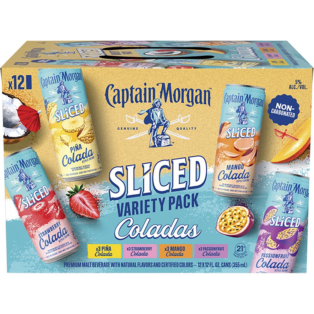 Captain Morgan Coladas Variety Pack, 12 fl oz, 12 pack Cans, 5% ABV 12 ...