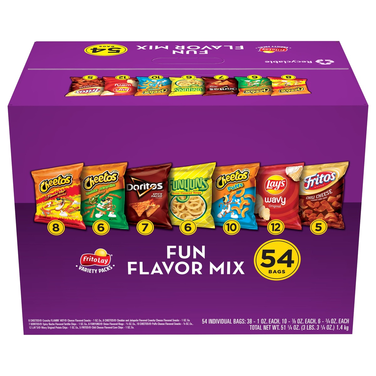 Frito-Lay Snacks Fun Flavor Mix Variety 51 1/4 Oz 54 Count 54 ct | Shipt