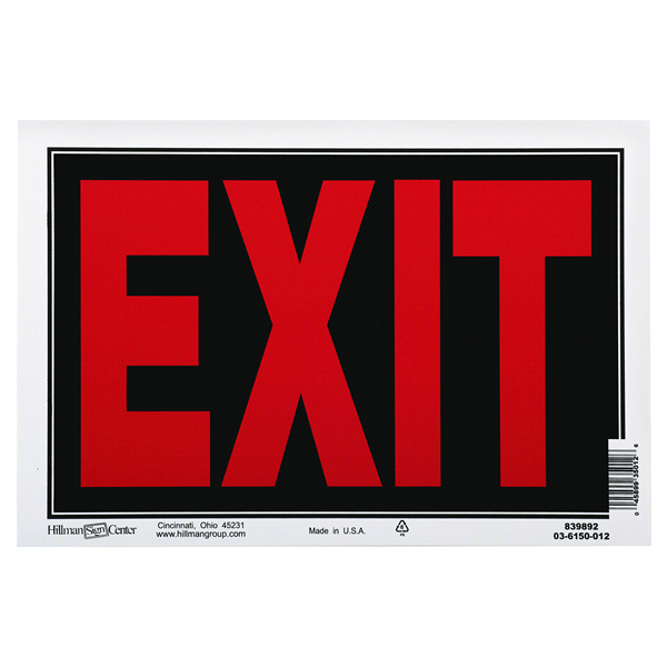 Hillman Exit Sign, 8" x 12" 12 in | Shipt
