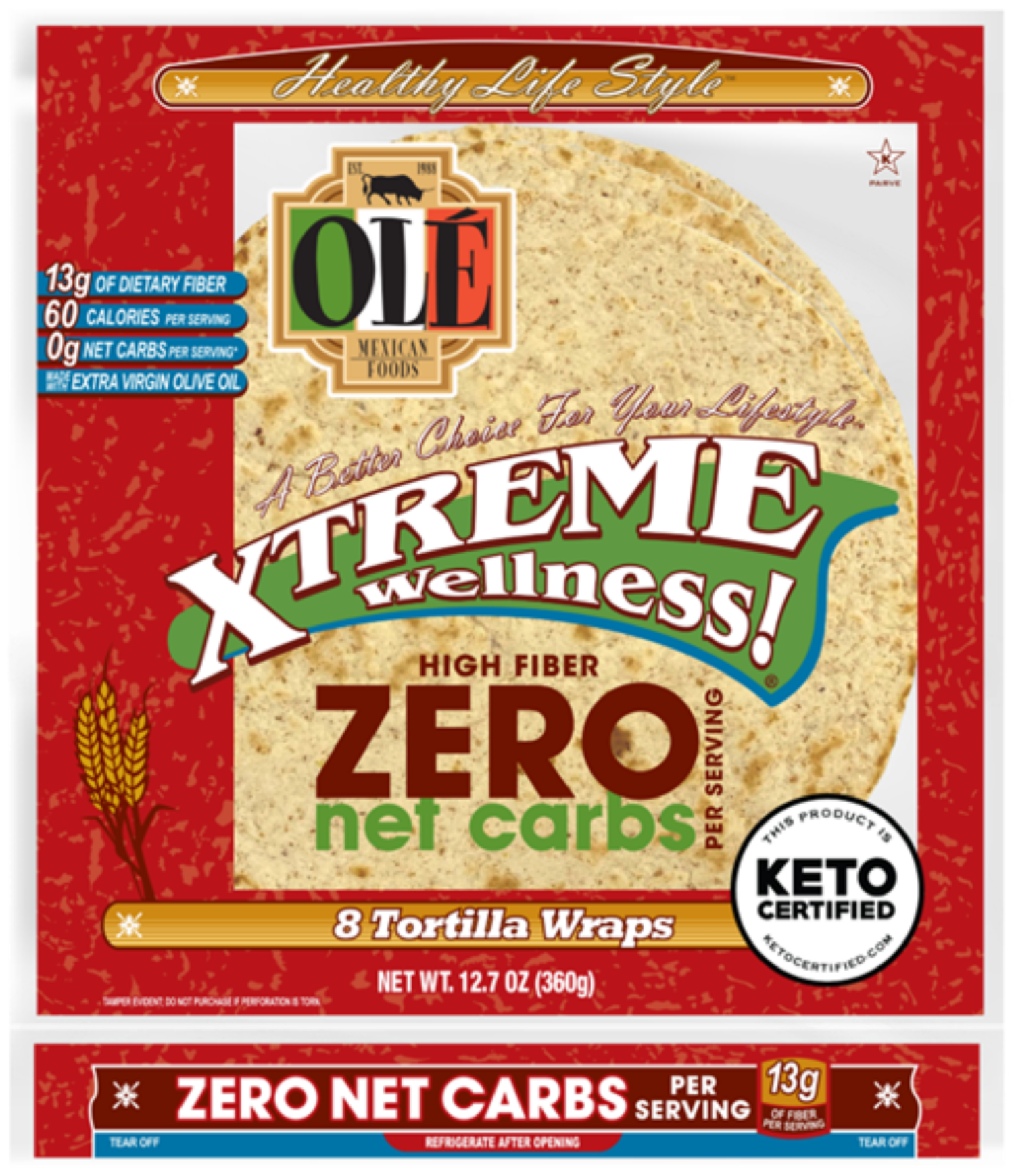 Olé Mexican Foods Olé Xtreme Wellness High Fiber Zero Net Carbs 8 Ct 8 ...