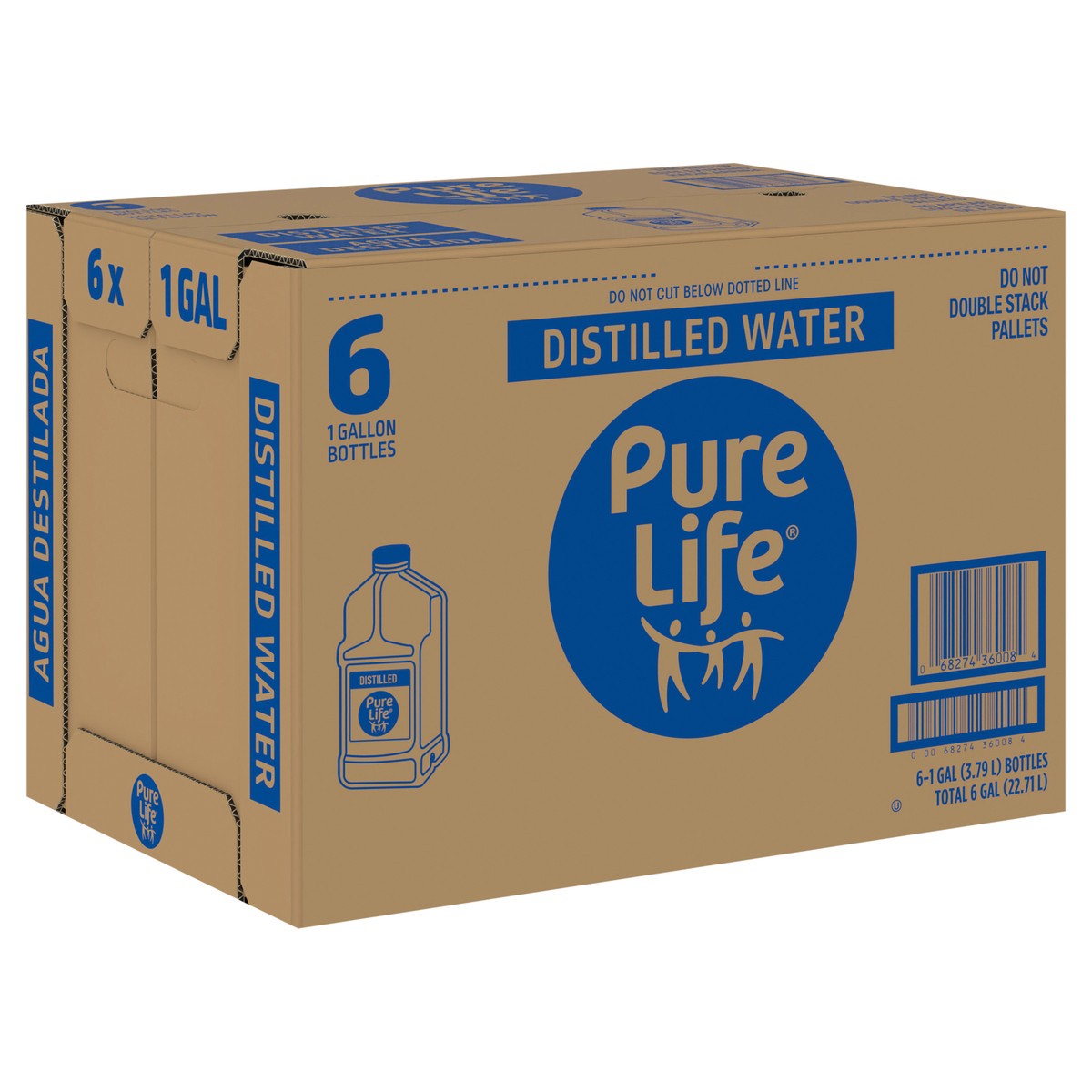 Pure Life Distilled Water, 1-Gallon, Plastic Bottled Water (6 Pack ...