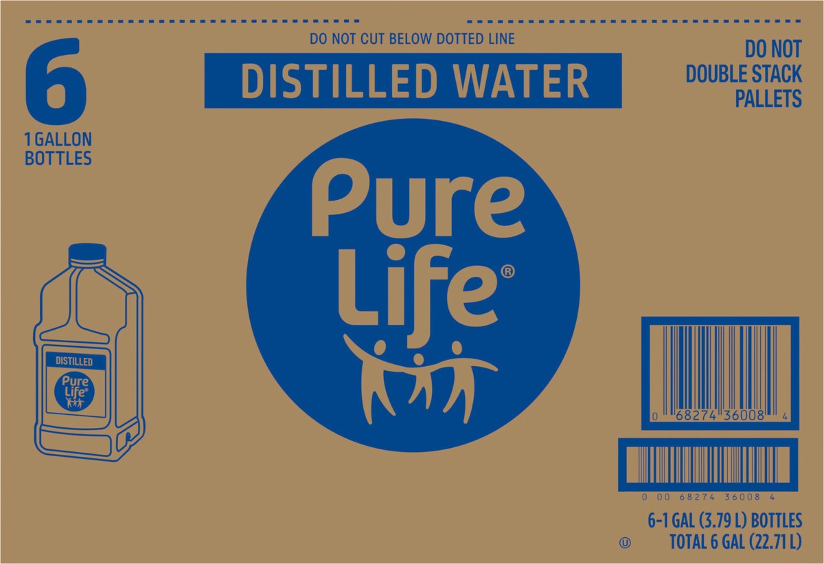 Pure Life Distilled Water, 1-Gallon, Plastic Bottled Water (6 Pack ...
