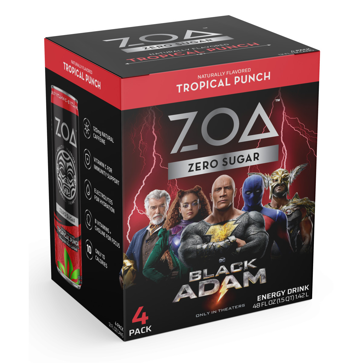 ZOA Black Adam Tropical Punch Energy Drink / 4 ct; 12 oz | shipt