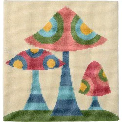 8" X 8" Retro Mushrooms Needlepoint Kit By Loops & Threads 8 in x 8 in ...