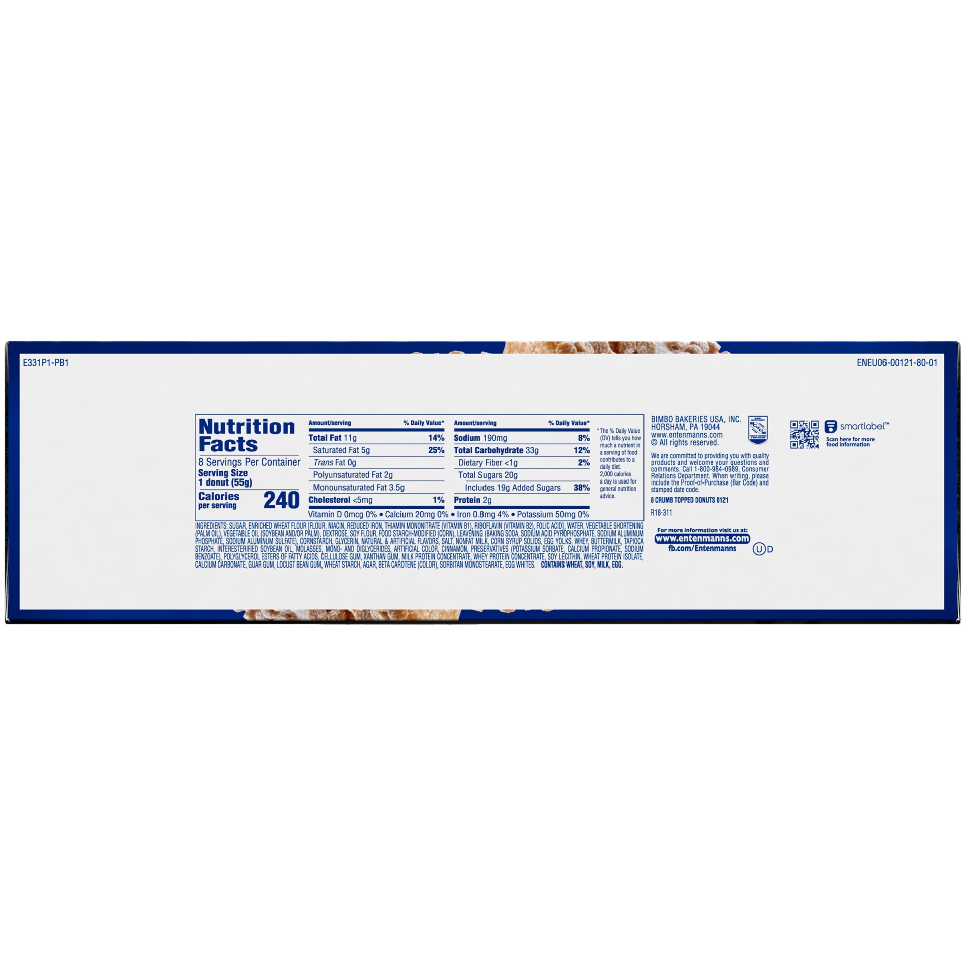 Entenmann's Crumb Topped Donuts 8 ct; 15.5 oz | Shipt