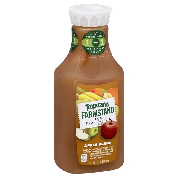 Tropicana Farmstand 100% Fruit & Vegetable Juice Apple Blend 46 fl oz ...