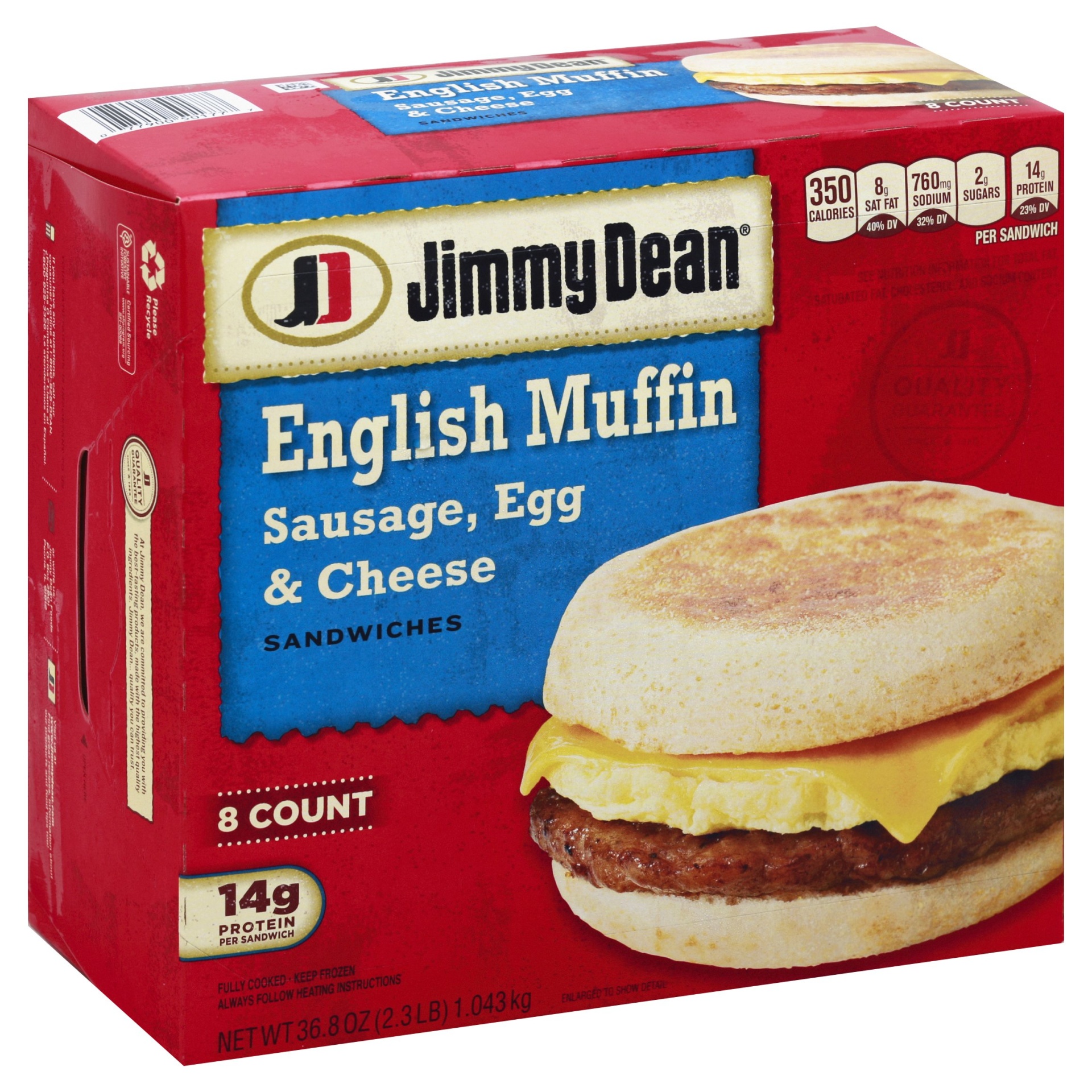 Jimmy Dean Sausage, Egg & Cheese English Muffin Sandwiches 8 ct; 36.8 ...