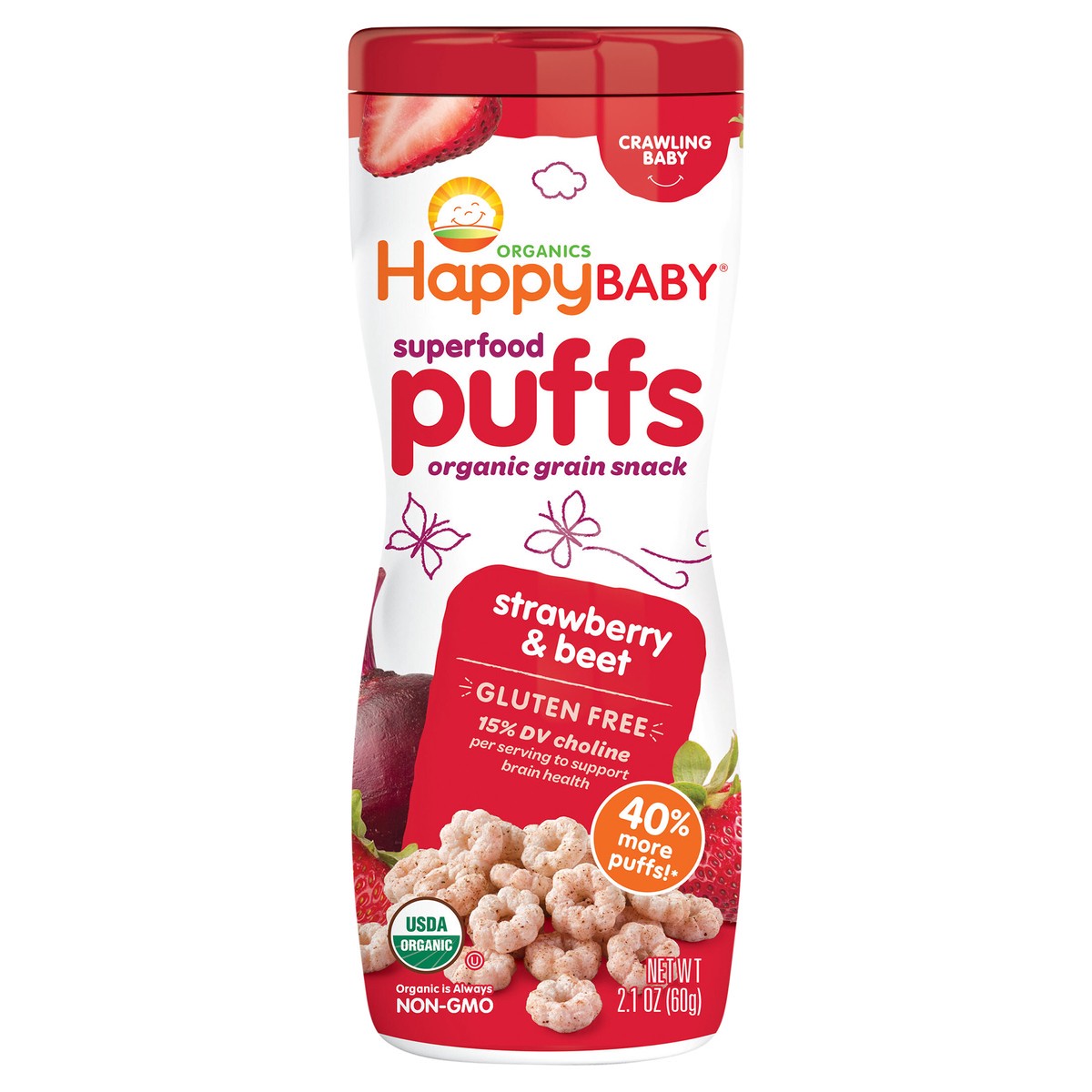 Happy Baby Organics Gluten Free Superfood Puffs Organic Grain Snack ...