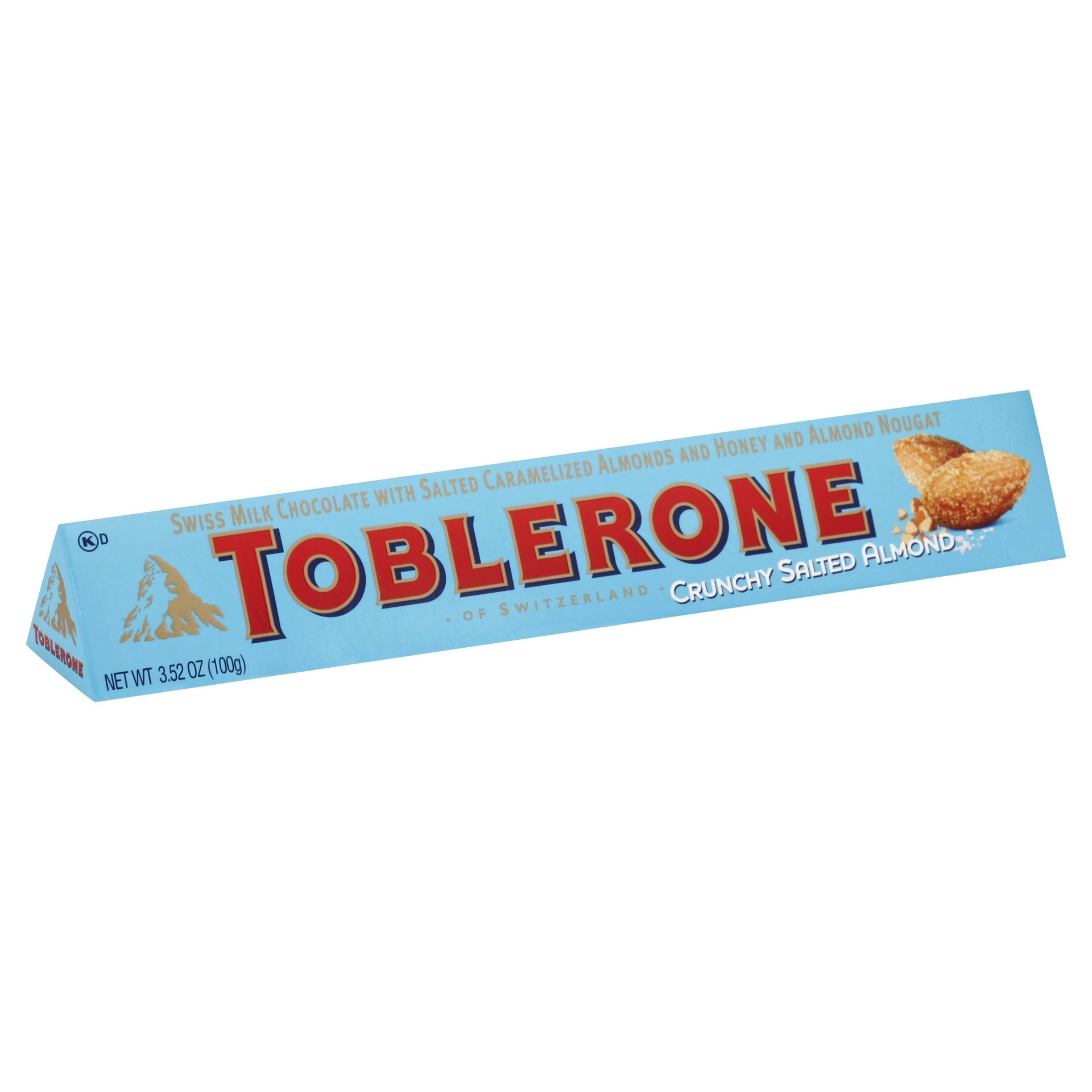 Toblerone Swiss Milk Chocolate Crunchy Salted Almond Candy Bar 3.52 oz ...