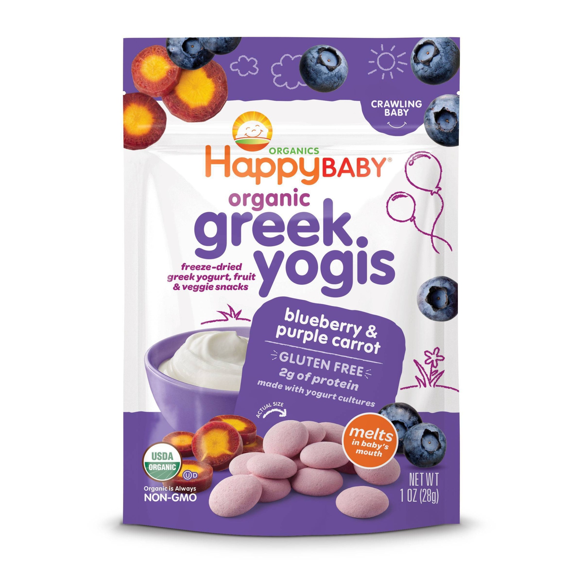 Happy Baby Greek Yogis Snack Blueberry Purple Carrot 1 oz | Shipt