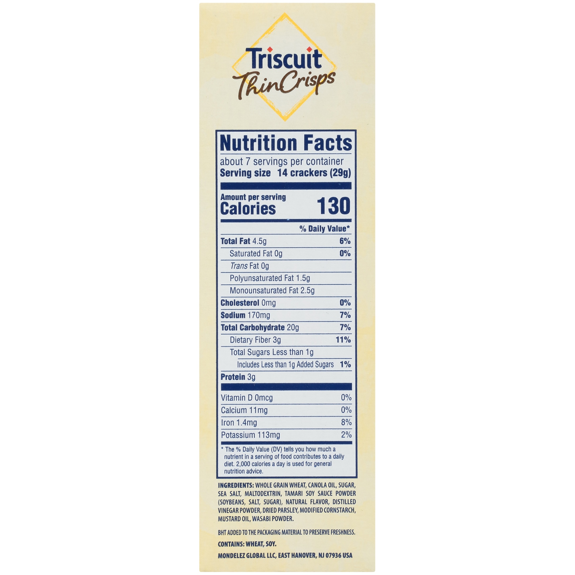 Triscuits Nutrition Label