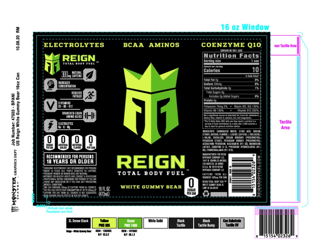 Reign Total Body Fuel White Gummy Bear Energy Drink 16 fl oz | Shipt