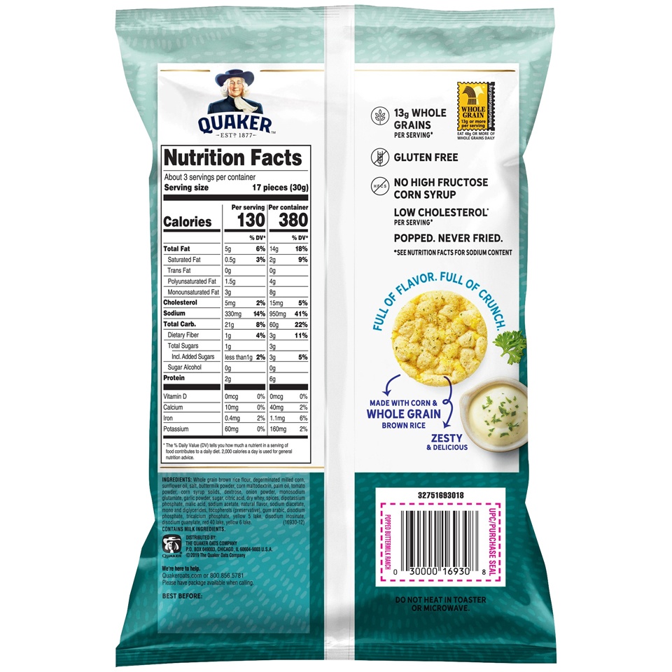 Quaker Buttermilk Ranch Rice Crisps 3.03 oz | Shipt