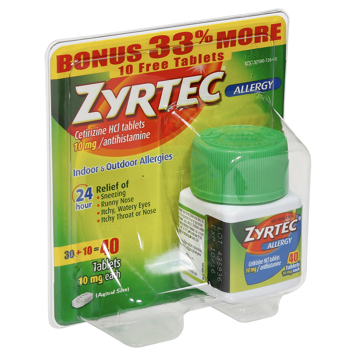 Zyrtec 24 Hour Allergy Relief Tablets, Antihistamine Indoor & Outdoor ...