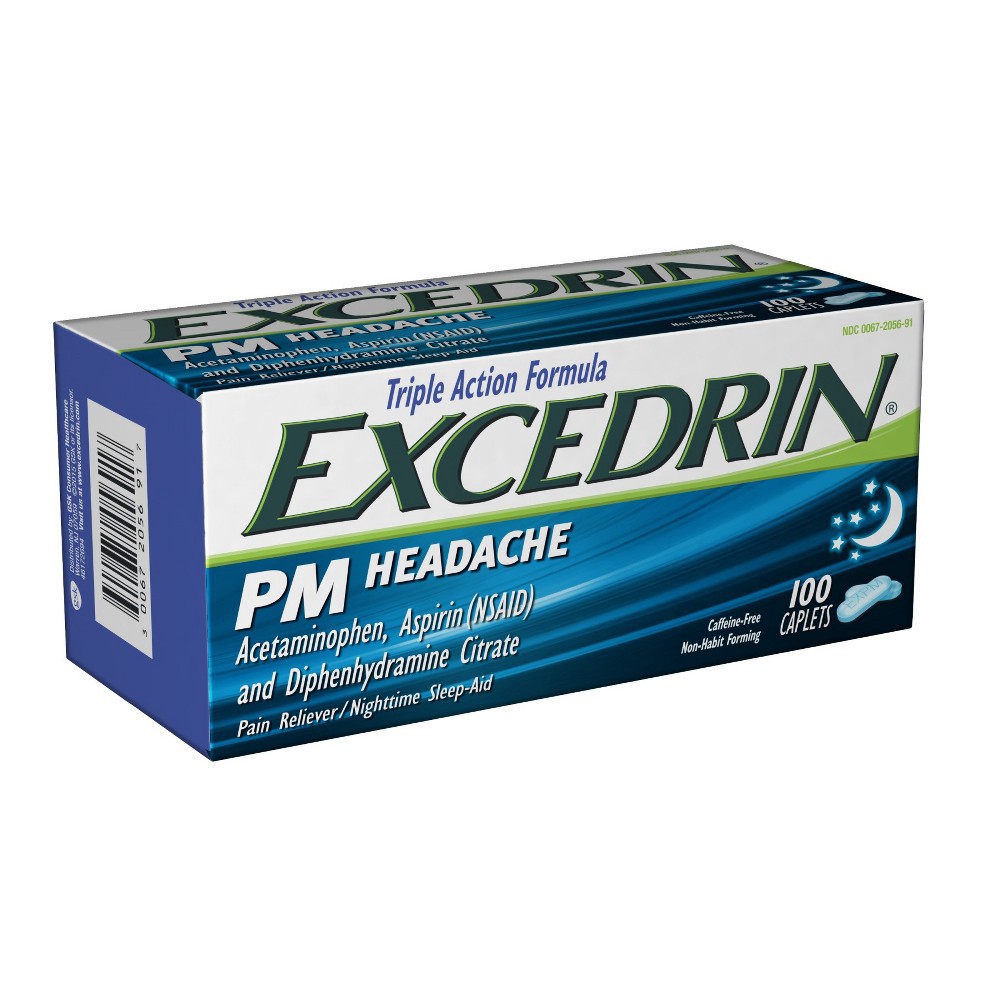 Excedrin Pm Headache Relief With Sleep Aid Caplets, 100 Ct 100 ct | Shipt