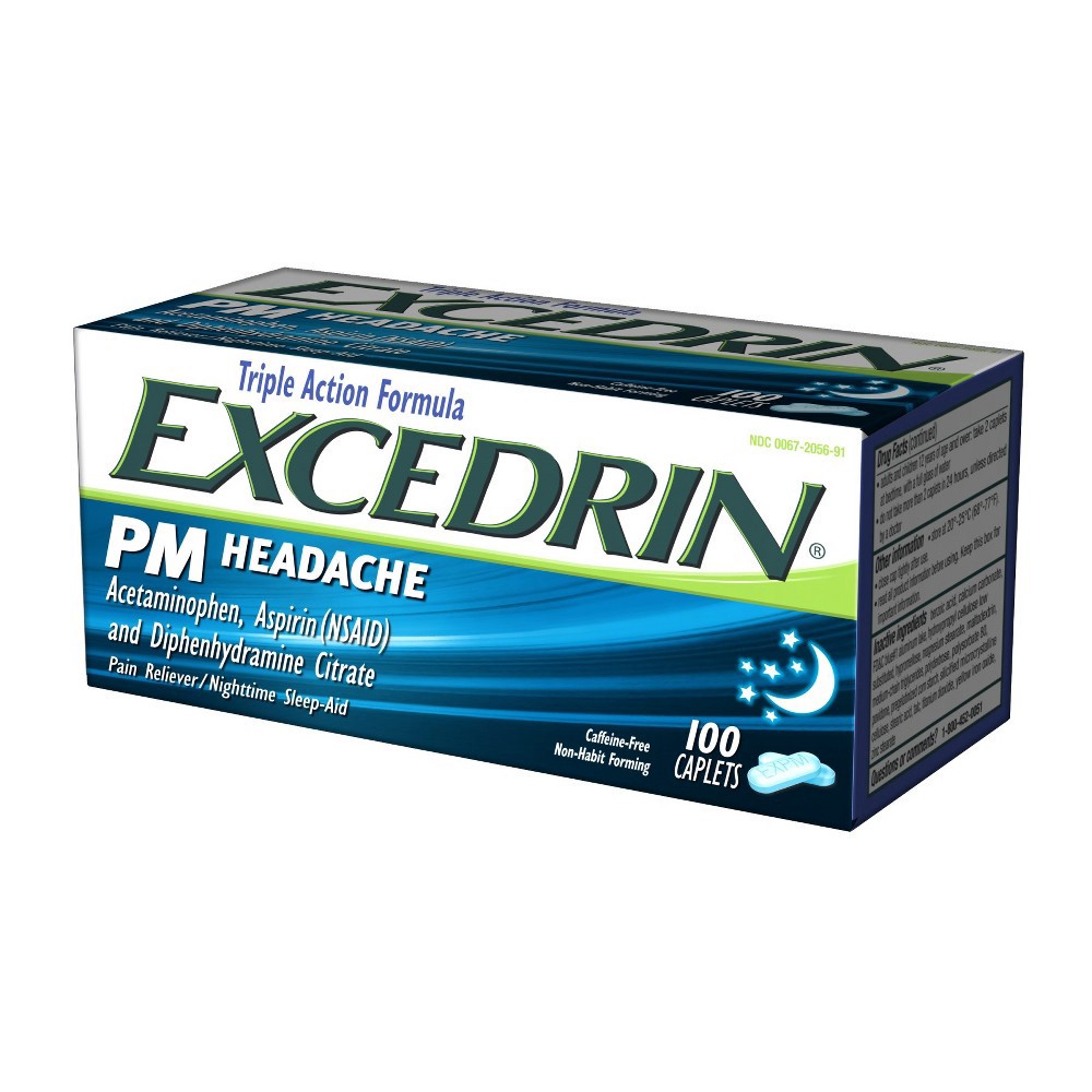 Excedrin Pm Headache Relief With Sleep Aid Caplets, 100 Ct 100 ct | Shipt
