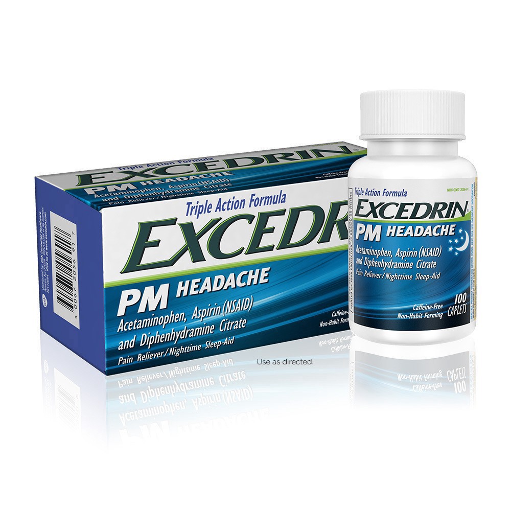 Excedrin Pm Headache Relief With Sleep Aid Caplets, 100 Ct 100 ct | Shipt