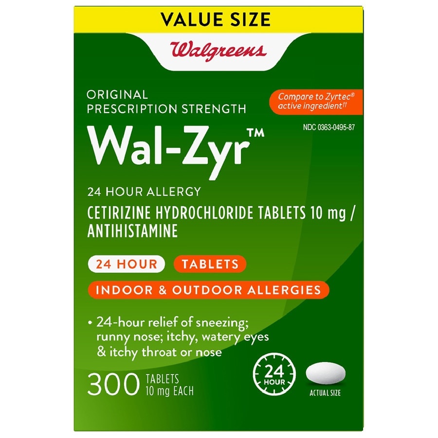Walgreens Wal-Zyr Cetirizine Hydrochloride Tablets 90 ct | Shipt
