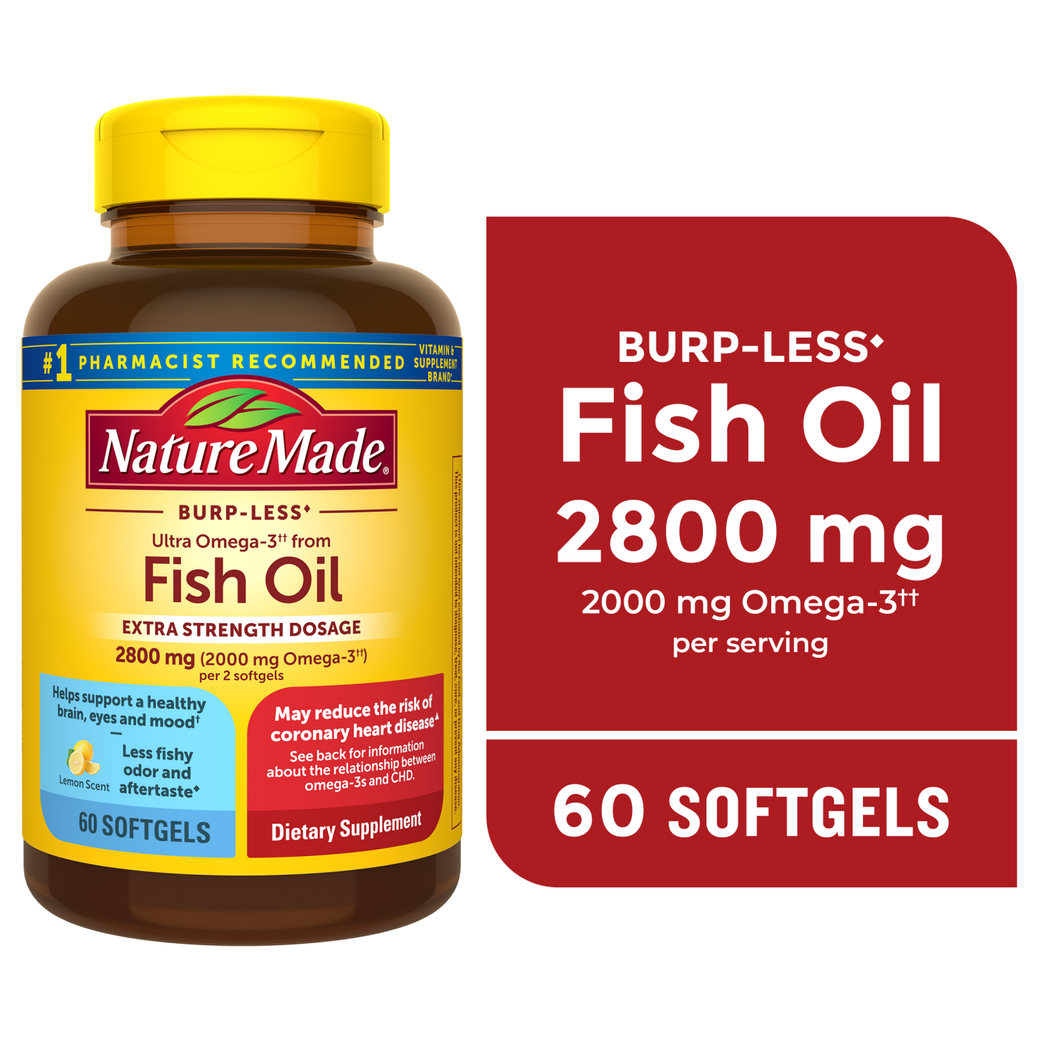 Nature Made Extra Strength Omega 3 Fish Oil 2800 mg Per Serving ...