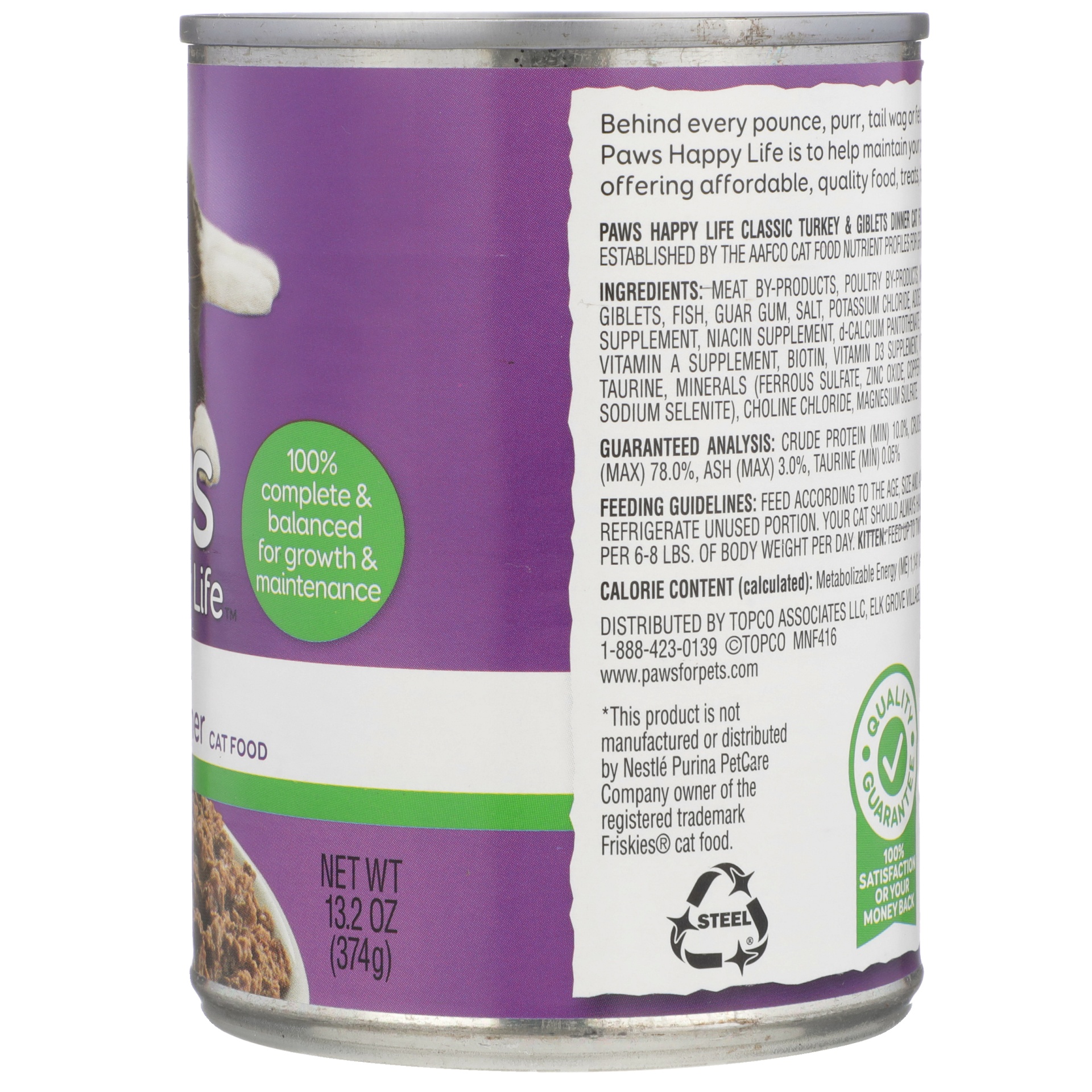 Paws Happy Life Turkey & Giblets Dinner Cat Food 13.2 oz | Shipt