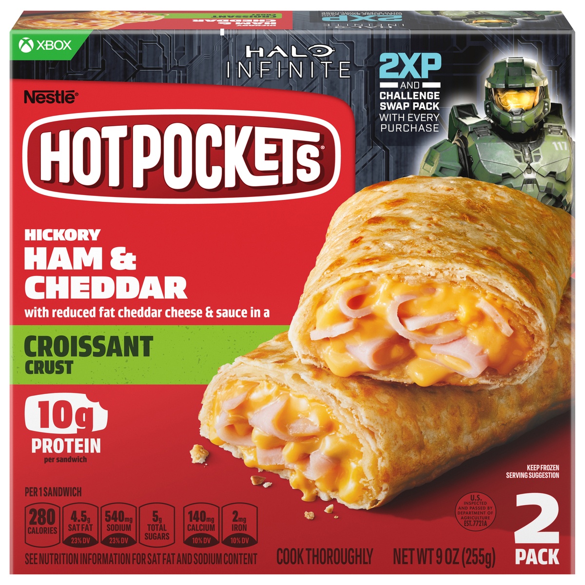 Hot Pockets Hickory Ham & Cheddar Croissant Crust Frozen Snacks 9 oz ...