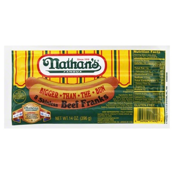 Nathan's Famous Btb Beef Franks 14 oz | Shipt