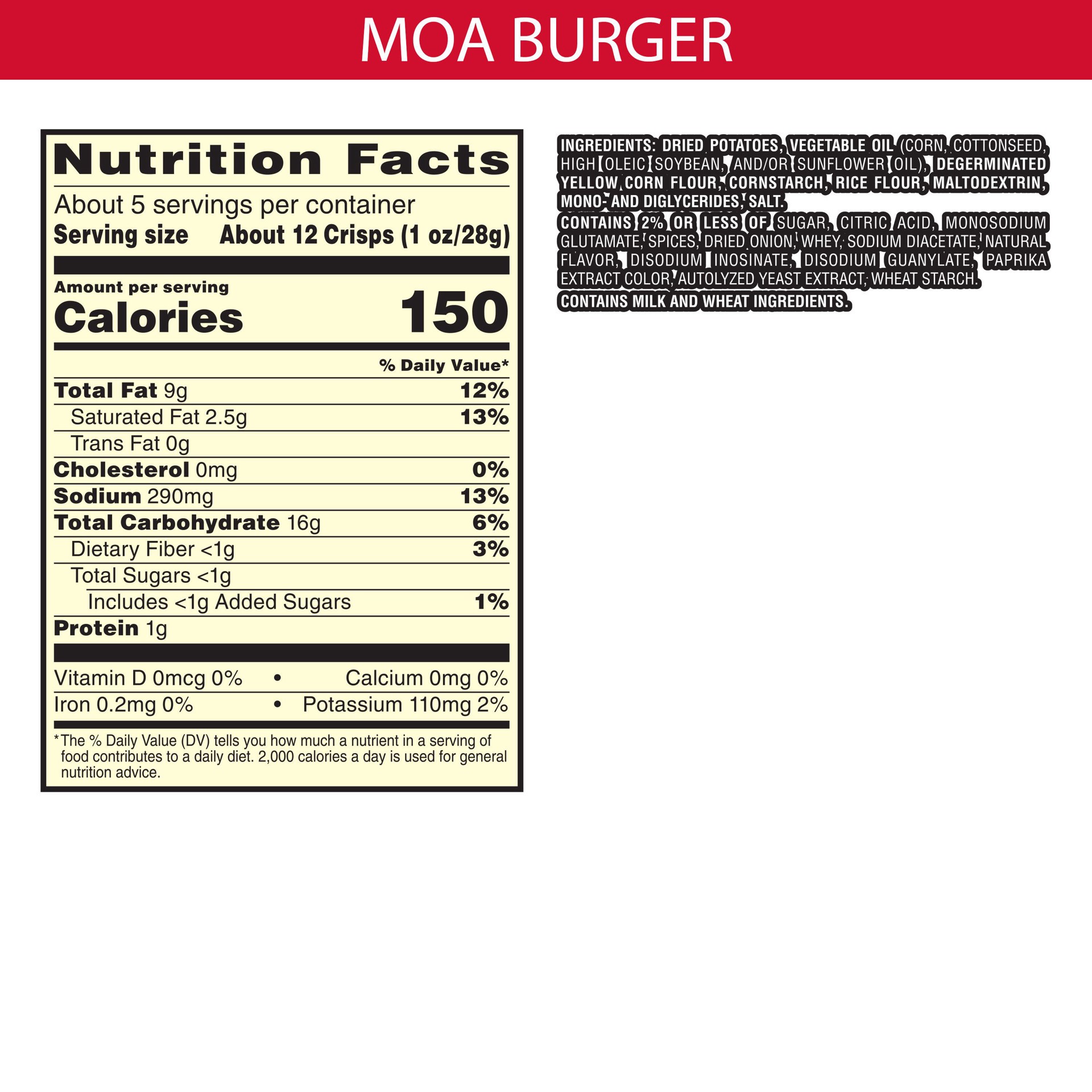 Pringles Potato Crisps Chips, Lunch Snacks, Moa Burger 4.8 oz | Shipt