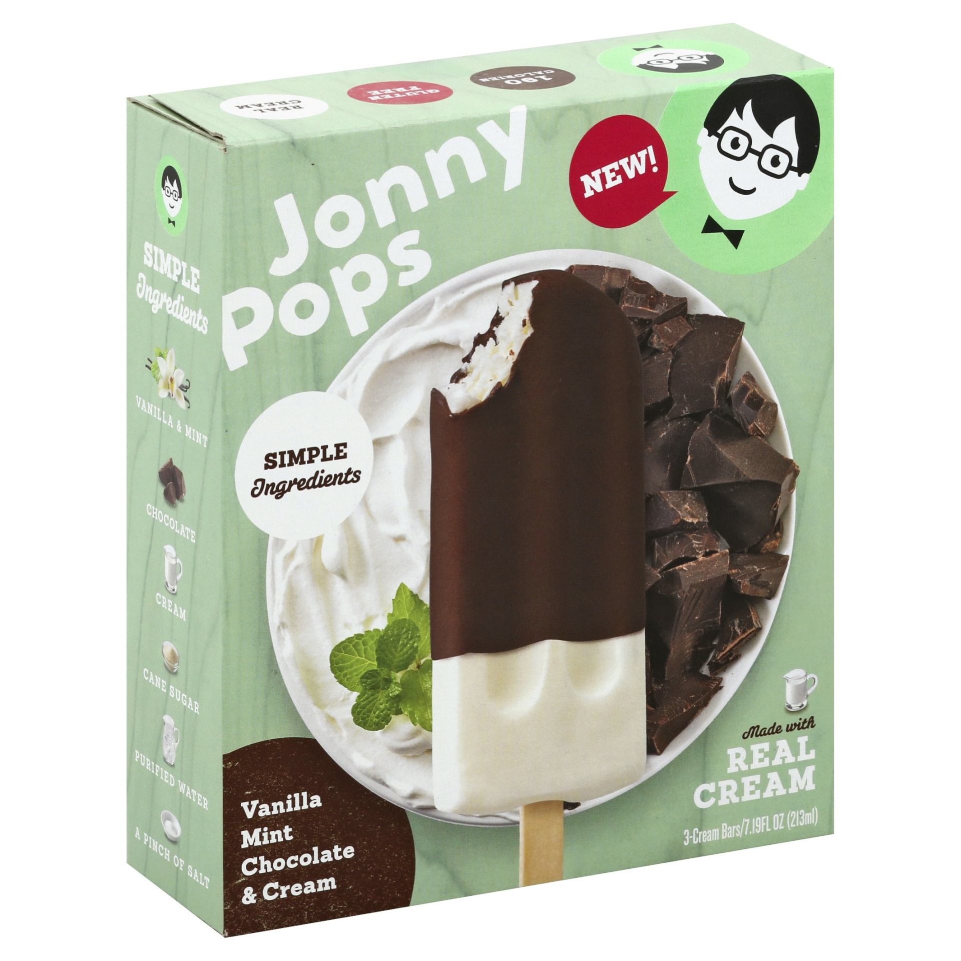 Jonny Pops Vanilla Mint Chocolate & Cream Ice Cream Bars 7.19 oz | Shipt