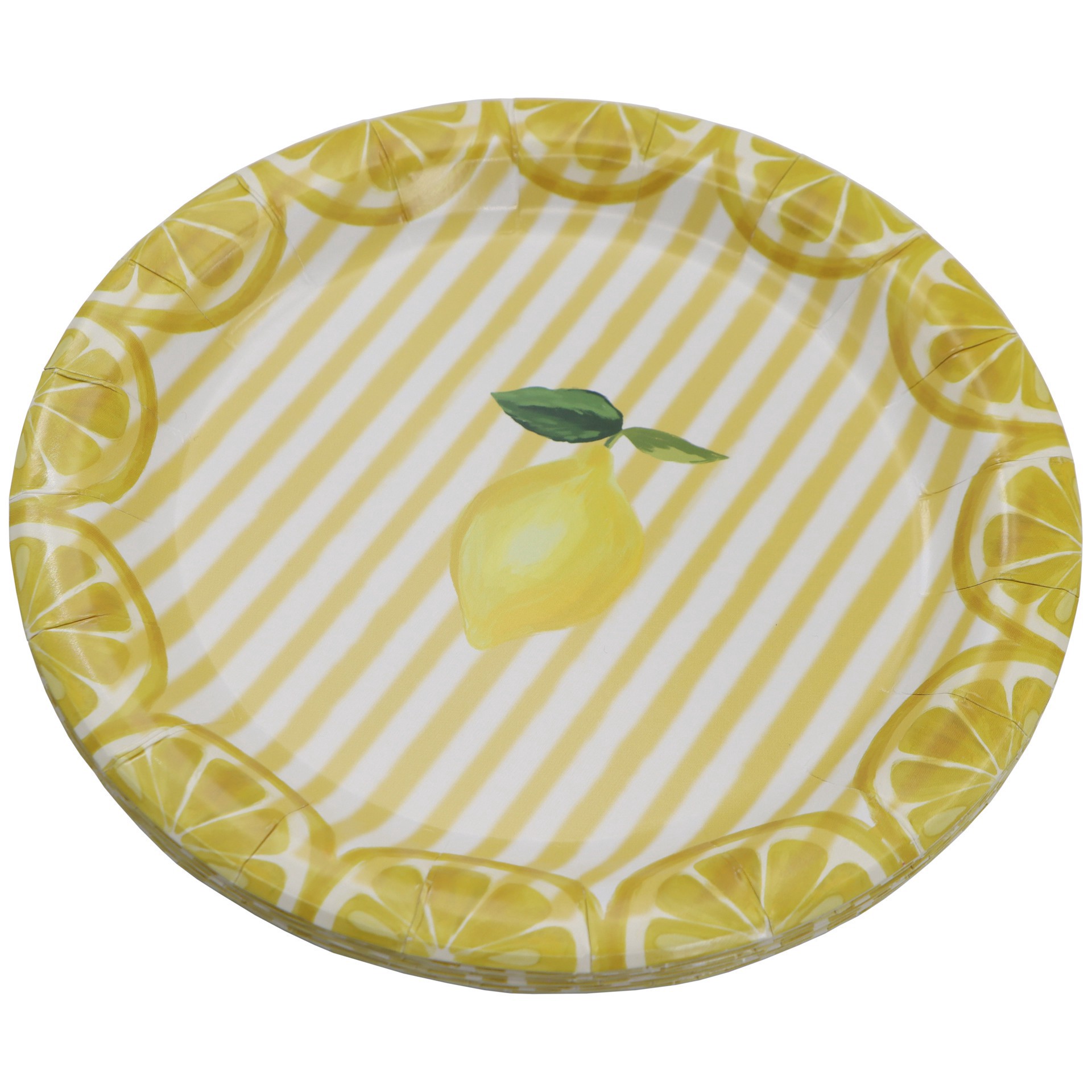 Citrus Kitchen 7" Lemon Stripes Paper Snack Plates, 10ct. By Celebrate ...