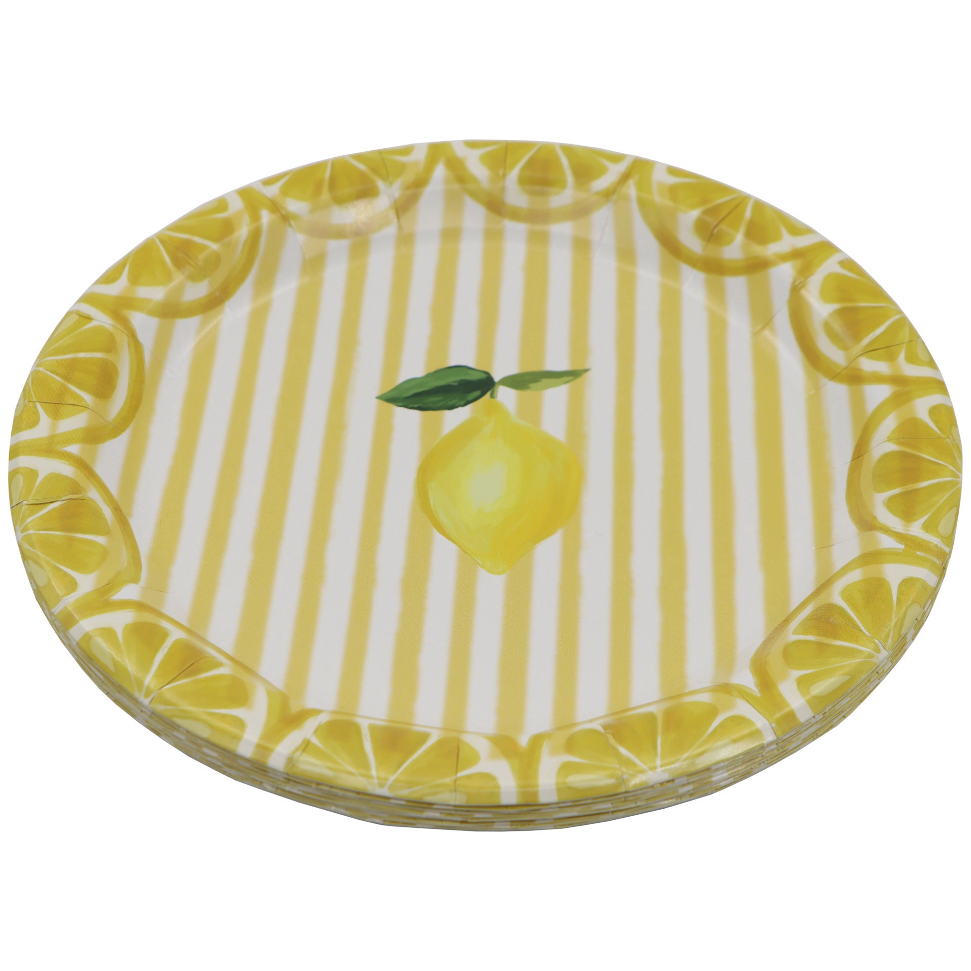 Citrus Kitchen 7" Lemon Stripes Paper Snack Plates, 10ct. By Celebrate ...