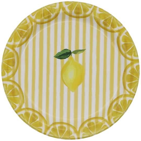 Citrus Kitchen 7" Lemon Stripes Paper Snack Plates, 10ct. By Celebrate ...