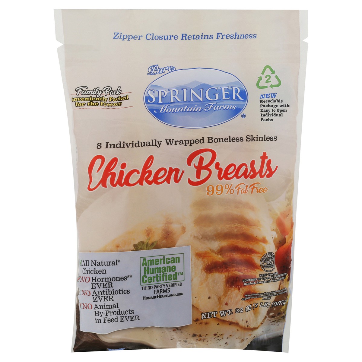Springer Mountain Farms Family Pack Skinless Boneless Chicken Breasts ...
