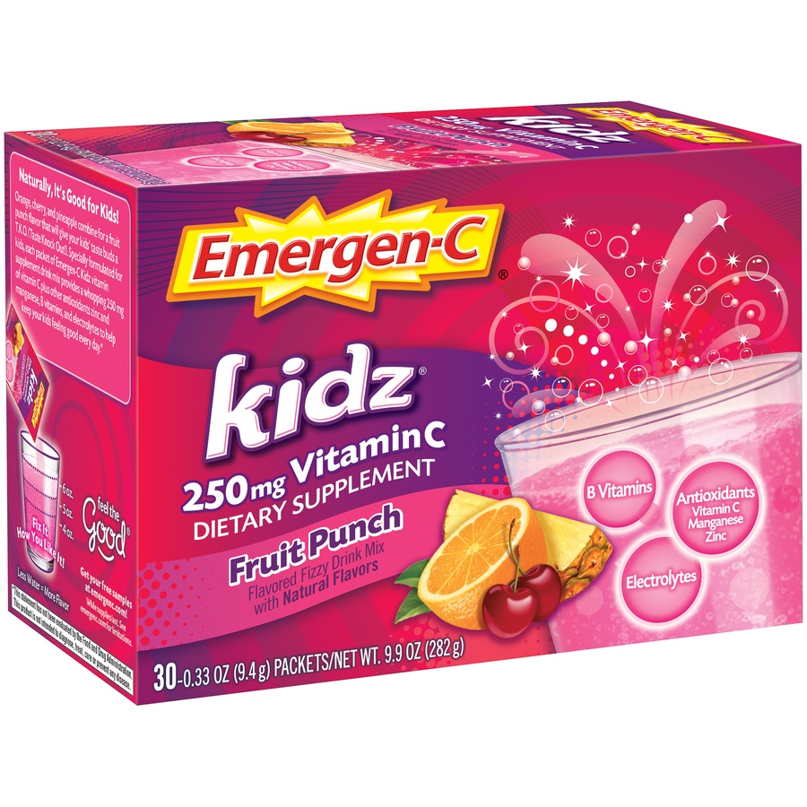 Emergen-C Kidz Vitamin C 250 mg Fruit Punch Flavored Fizzy Drink Mix ...