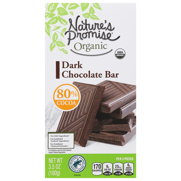 Nature's Promise Organic Dark Chocolate Candy Bar 80% Cocoa 3.5 oz | shipt