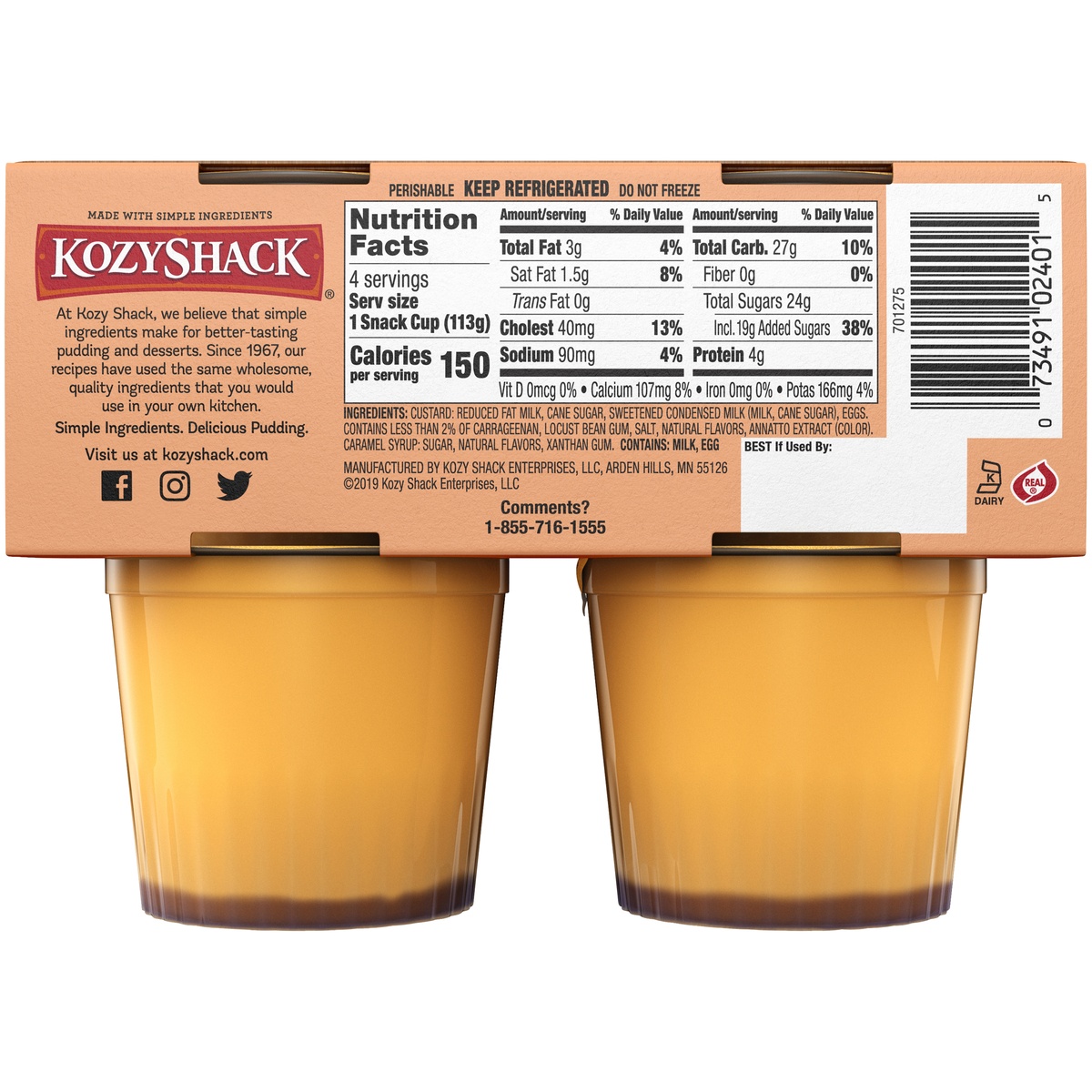 Kozyshack Kozy Shack Creme Caramel Flan 4-4 oz. Cups 16 oz | Shipt
