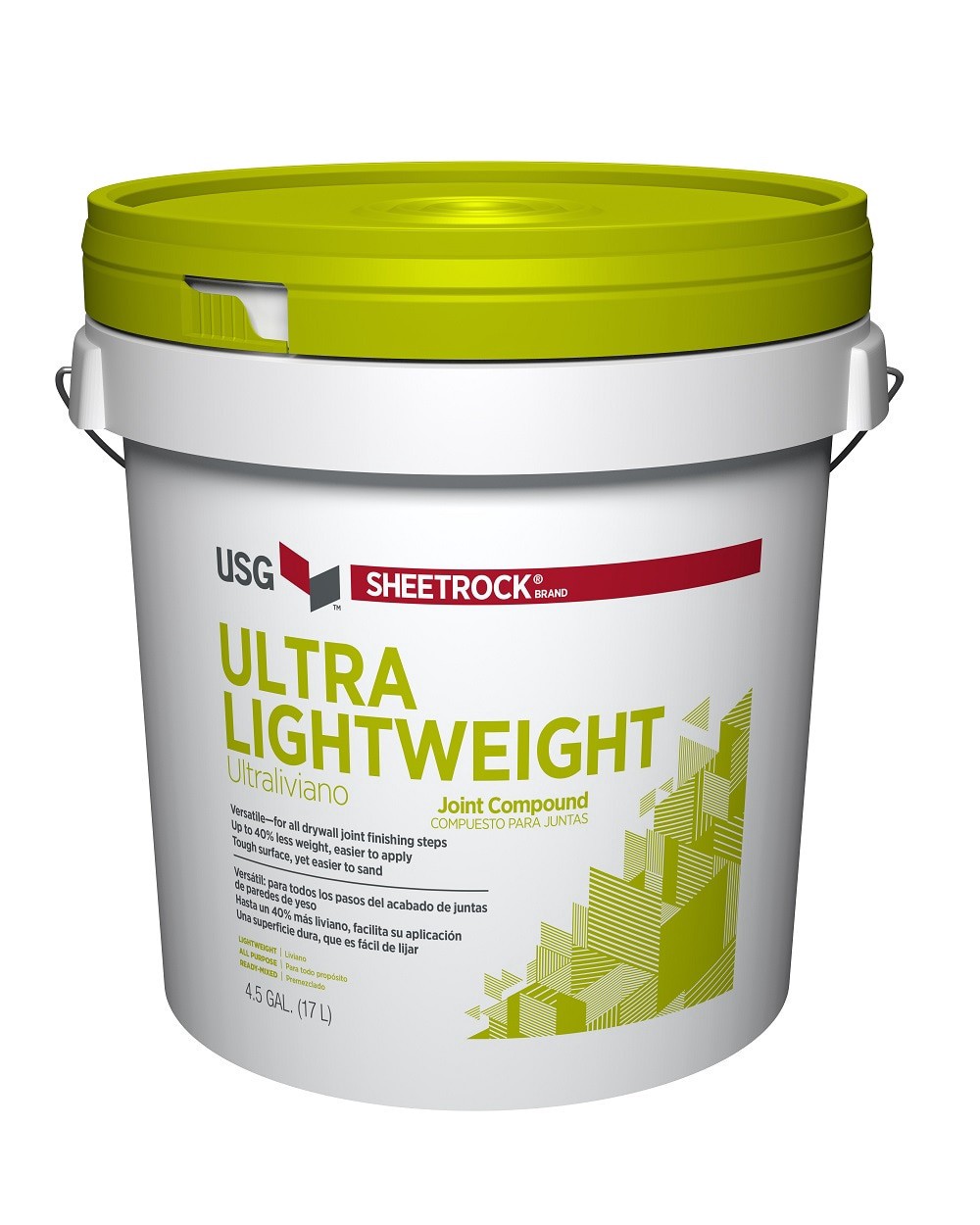 USG 4.5 Gallons Premixed Lightweight Drywall Joint Compound Bucket 1 ct ...