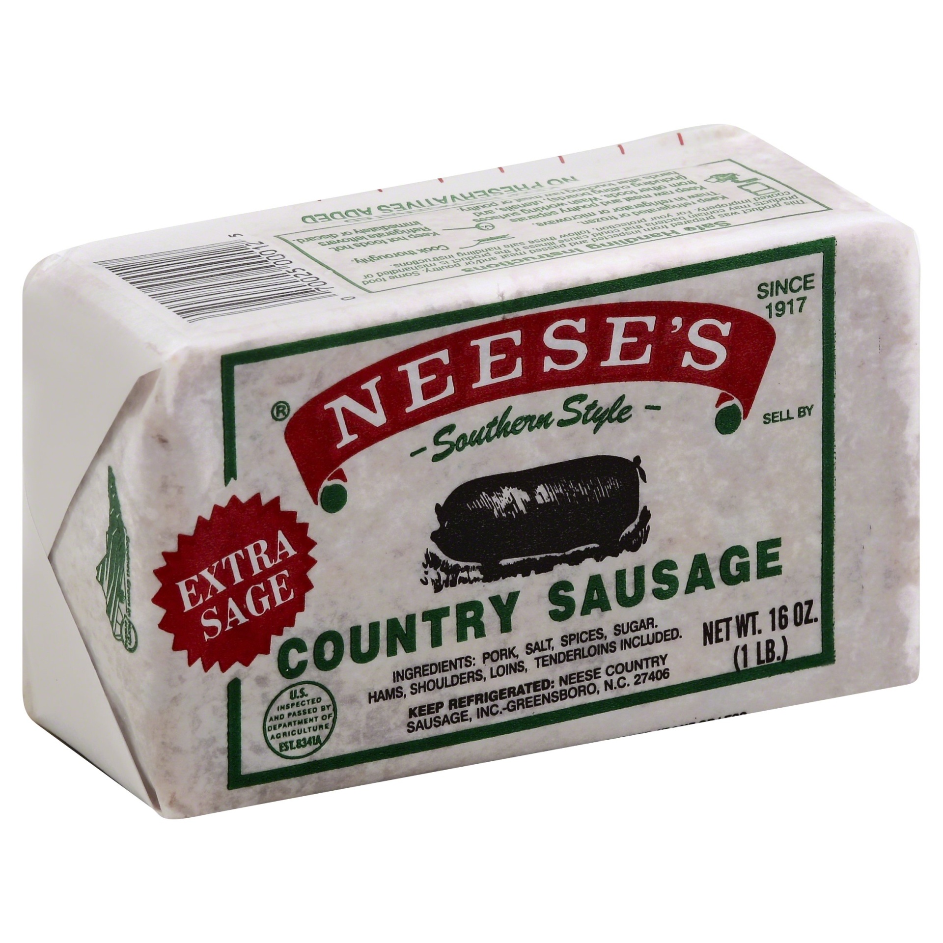 Neese's Southern Style Sausage Country with Extra Sage 16 oz | Shipt