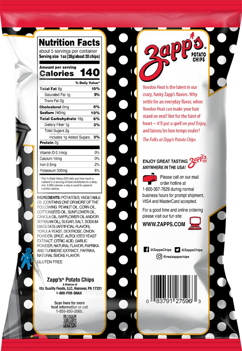 Zapp's 4.75 oz Zapp's Voodoo Heat New Orleans Kettle Style Potato Chips ...