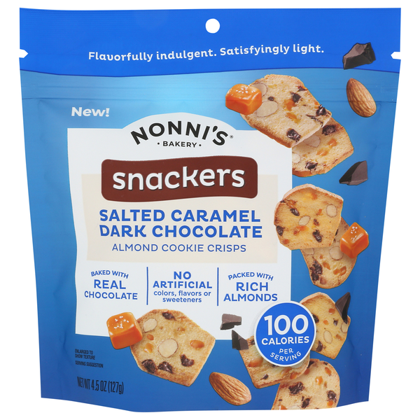 Nonni's Bakery Snackers Salted Caramel Dark Chocolate Almond Cookie ...