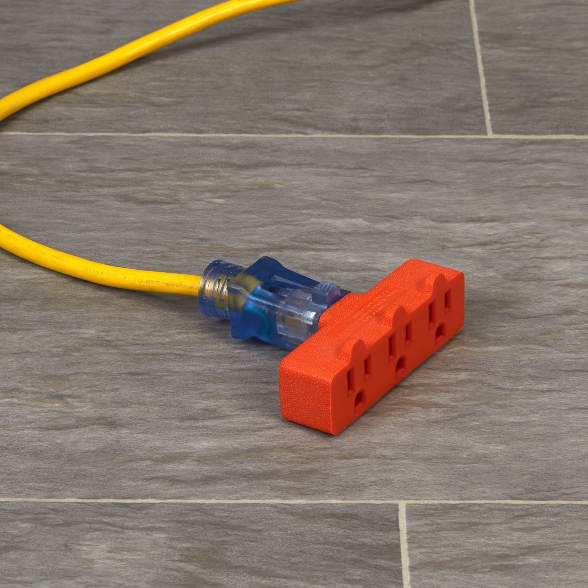 Project Source Adapter 15 -Amp 3-wire grounding Single to triple Orange ...