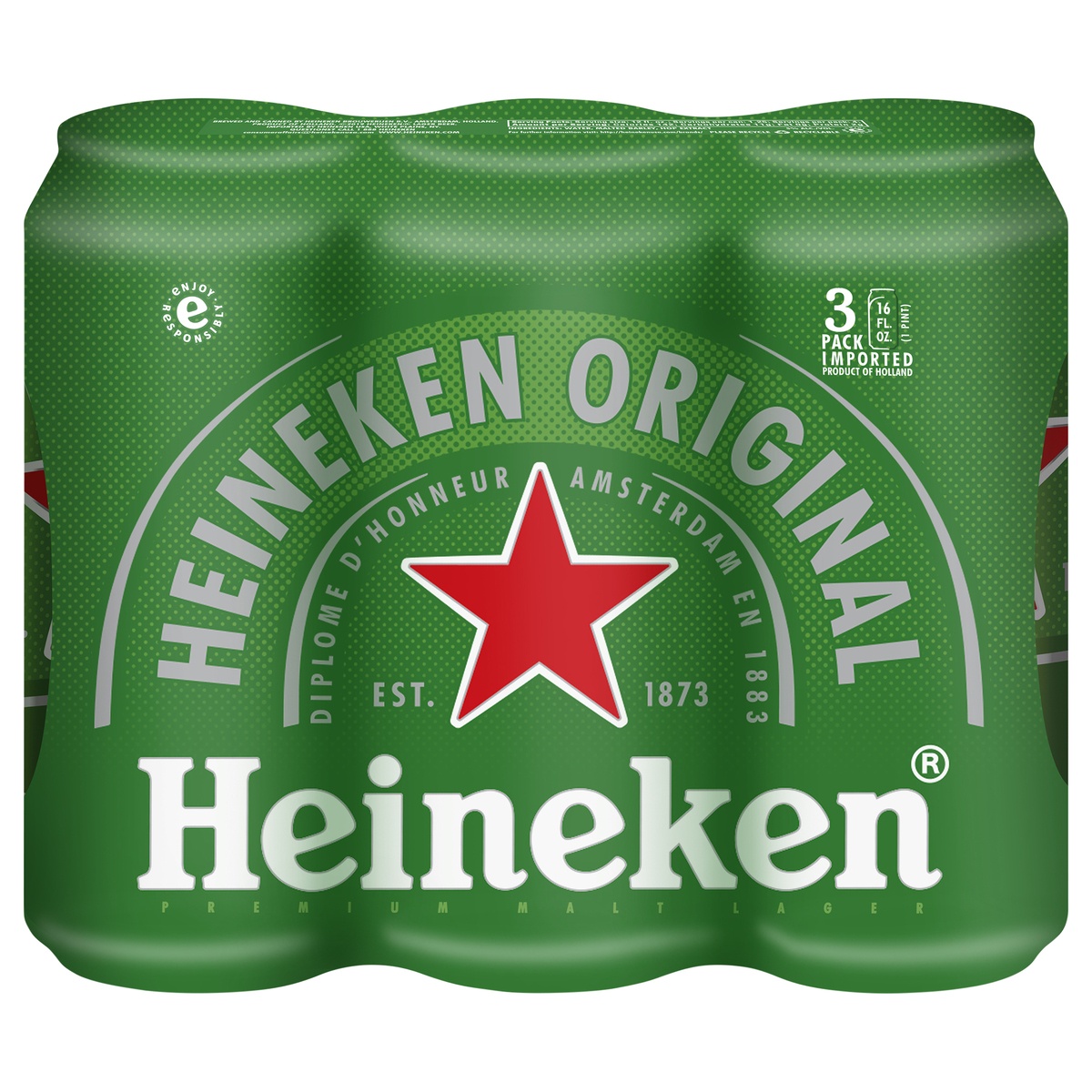 Heineken Original Lager Beer, 3 pack, 16 fl oz Cans 16 oz | Shipt