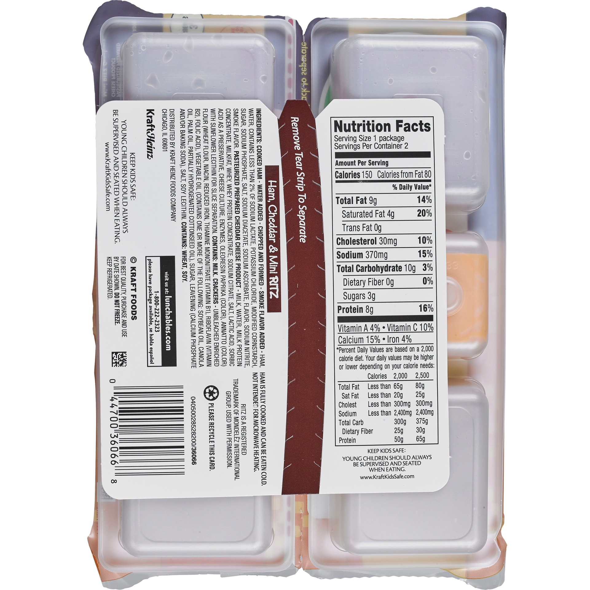 Lunchables Snack Duos Ham, Cheddar & Mini Ritz Cracker Snack Packs Tray ...
