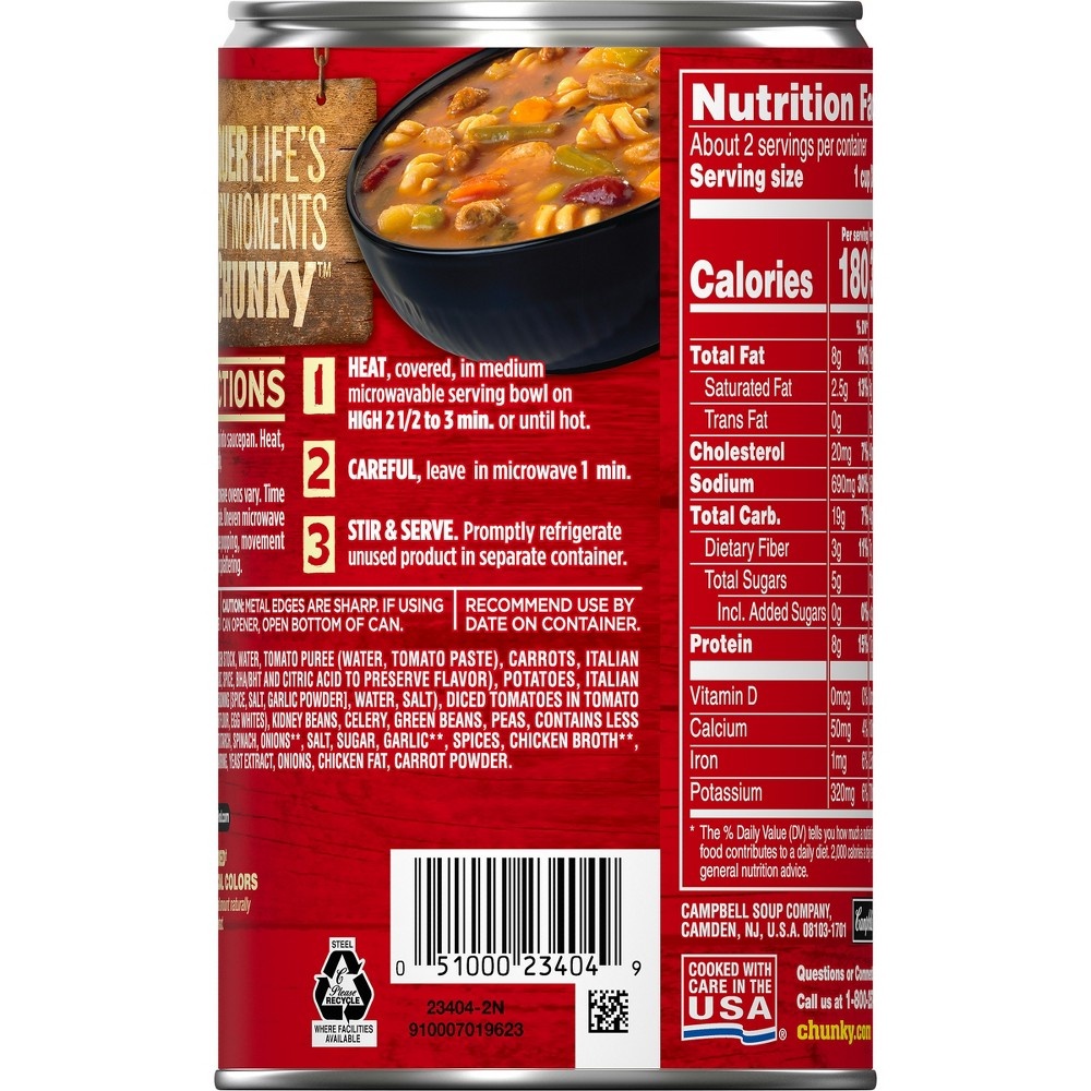 Campbell's Chunky Minestrone Soup With Italian Sausage 18 oz | Shipt