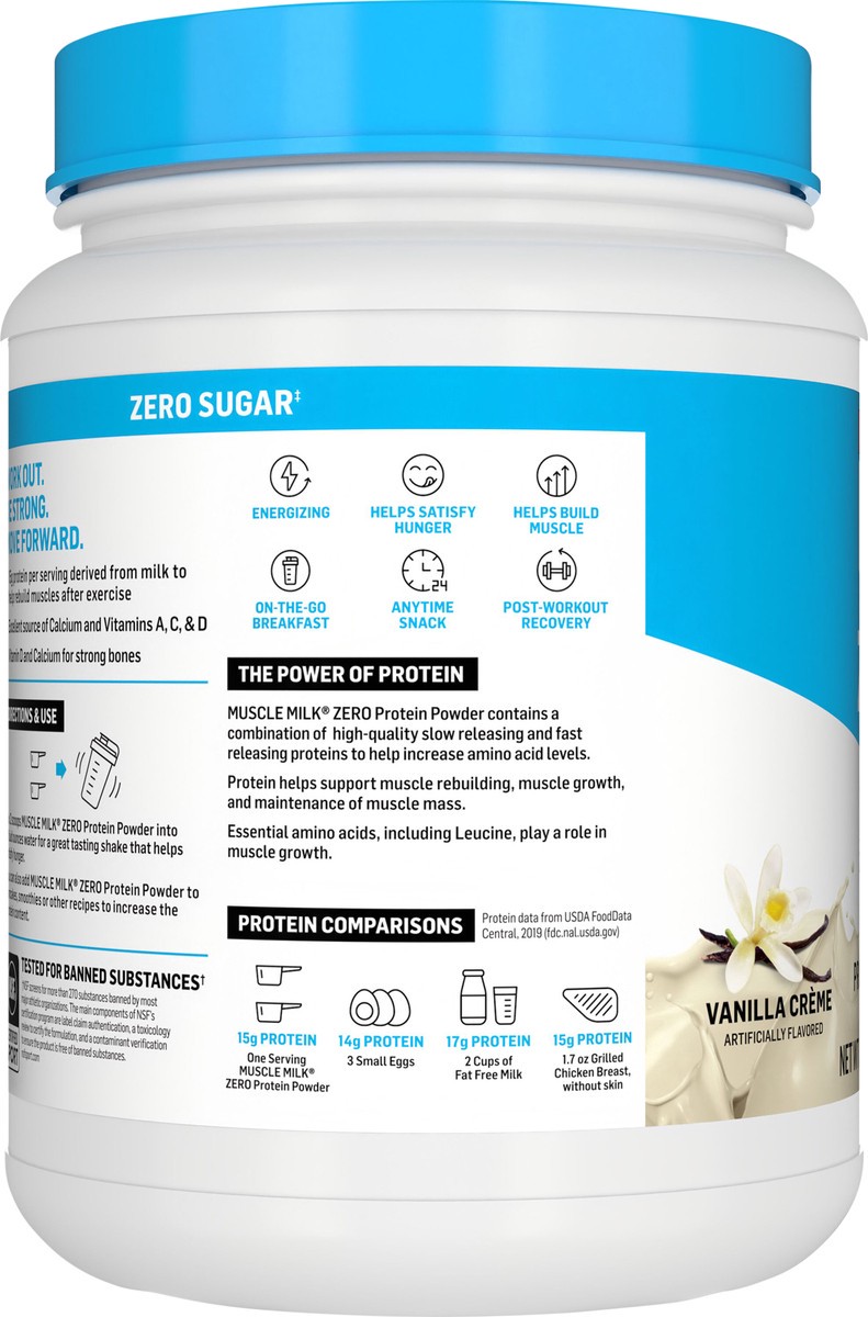 Muscle Milk Zero Protein Powder Vanilla Creme Artificially Flavored 26. ...