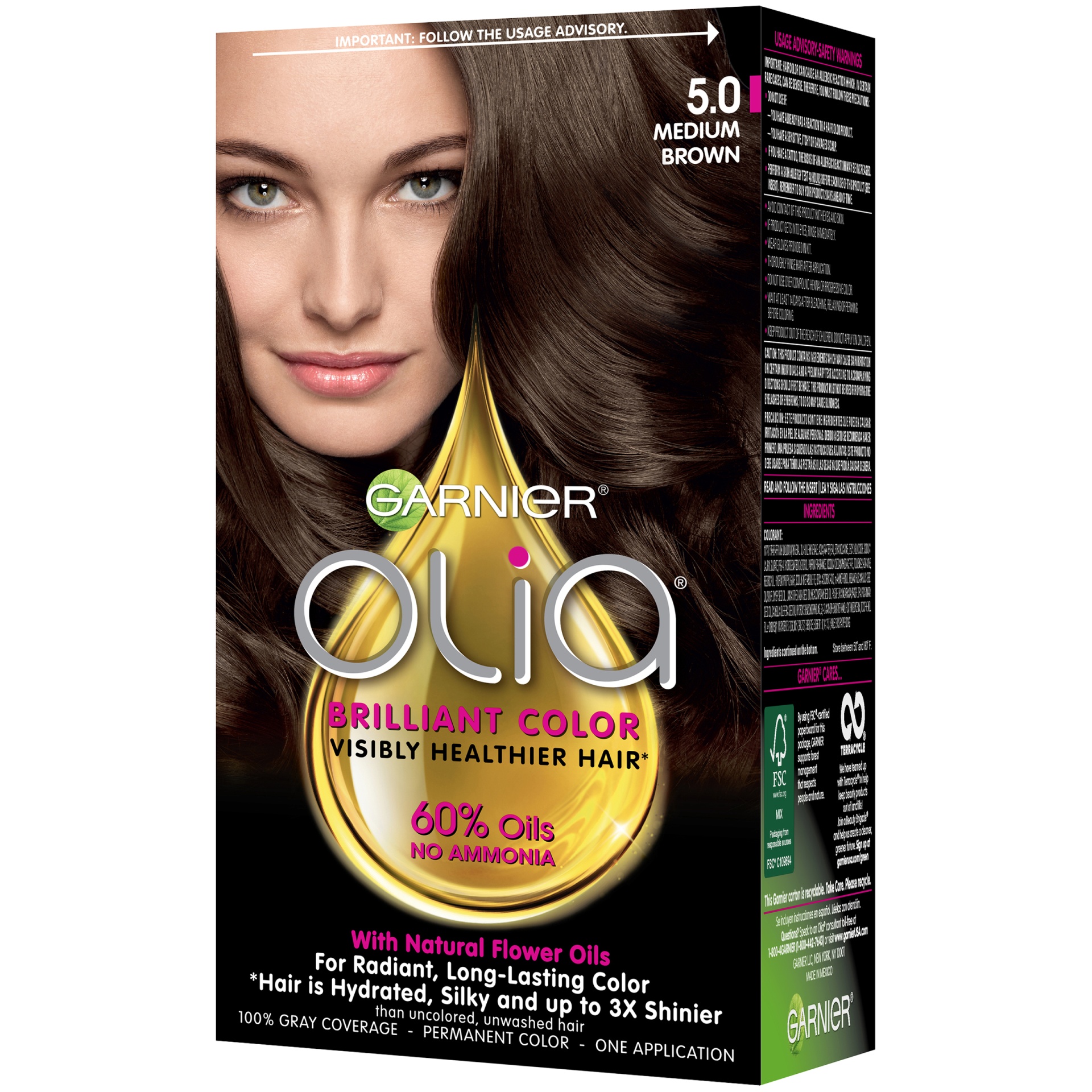 Garnier Olia Brilliant Color 5.0 Medium Brown 1 kit | Shipt