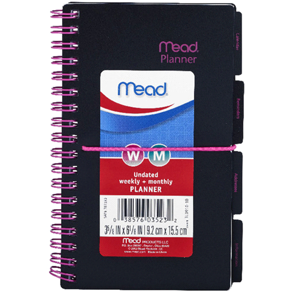 Mead TLD910 10 Undated Weekly Monthly 6 1 4 X 4 1 4 Poly Planner With 