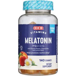 H-E-B Vitamins Melatonin 3 mg Sugar Free Gummies - Botanicals 140 ct ...